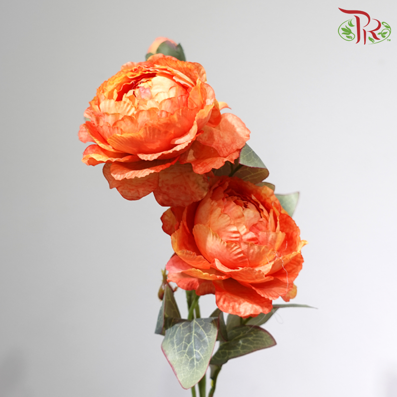68cm - Artificial Peony Spray - Orange (2 Stems) – Pudu Ria Florist